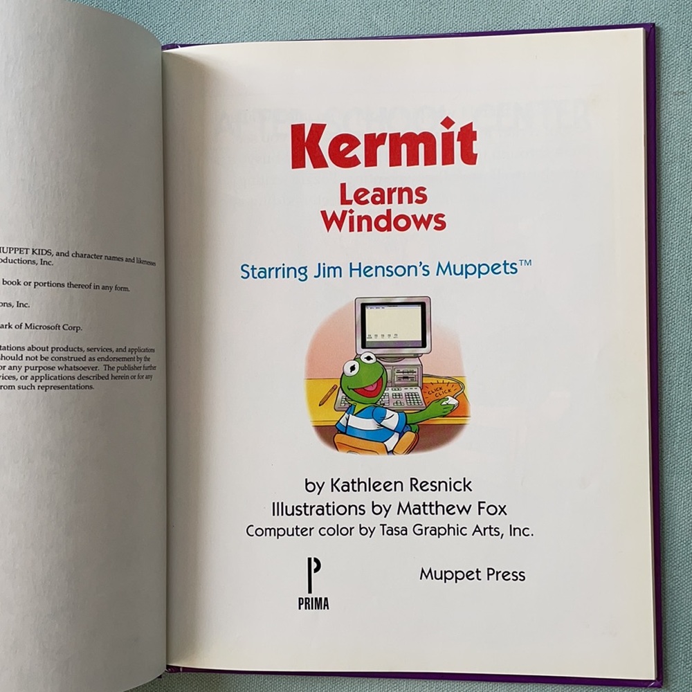 Vintage 1993 Kermit Learns Windows Book - Gem